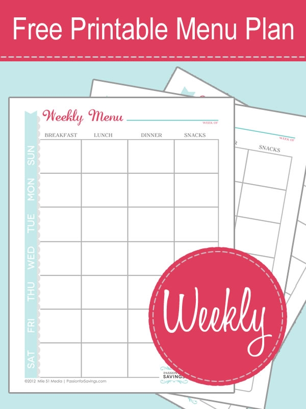 Menu Planning Printable - Free Planner Printables